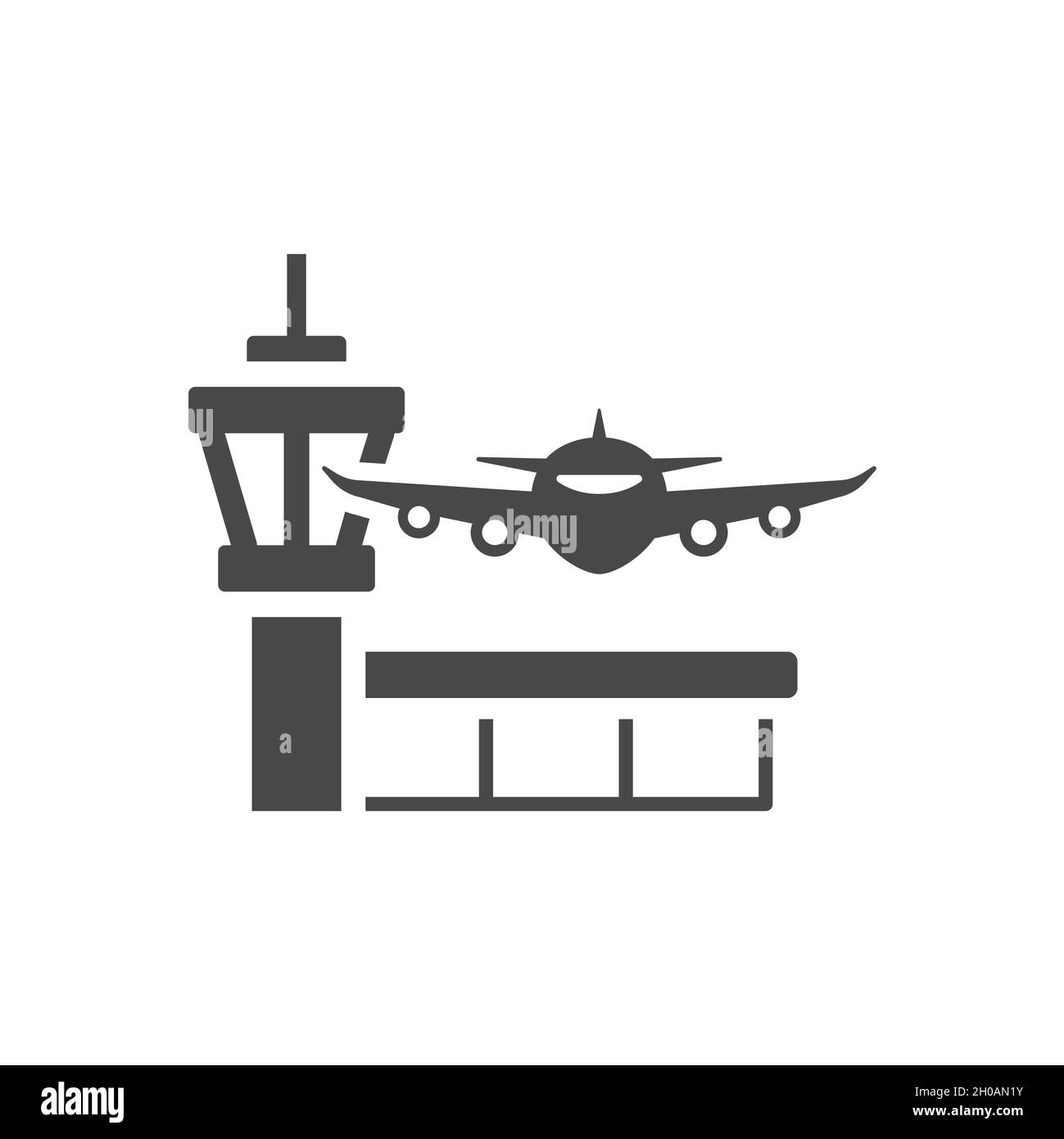 Tour du terminal de l'aéroport et icône avion.Symbole d'avion vectoriel ...