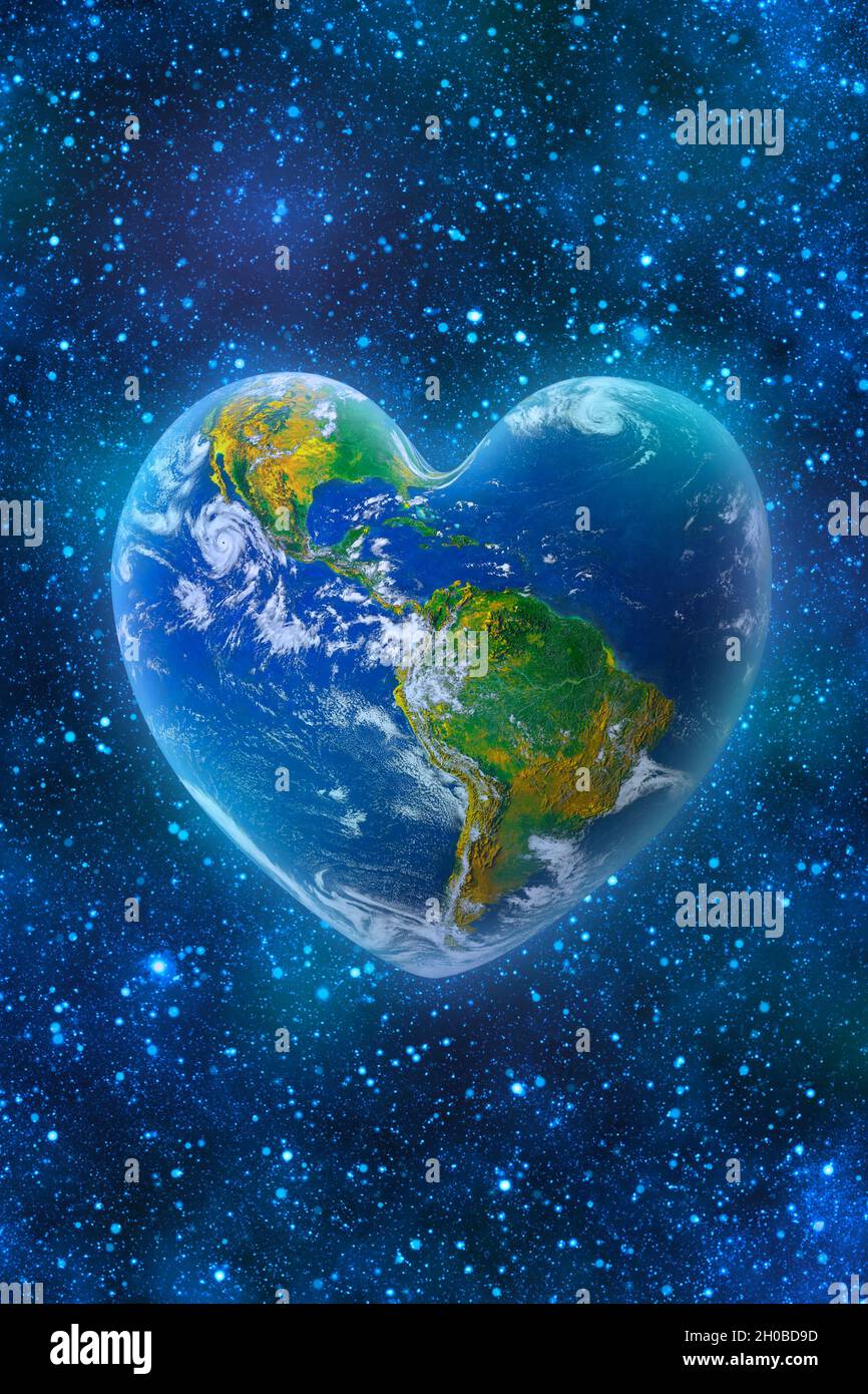 La terre en forme de coeur dans l'espace, l'écologie et l'environnement ...