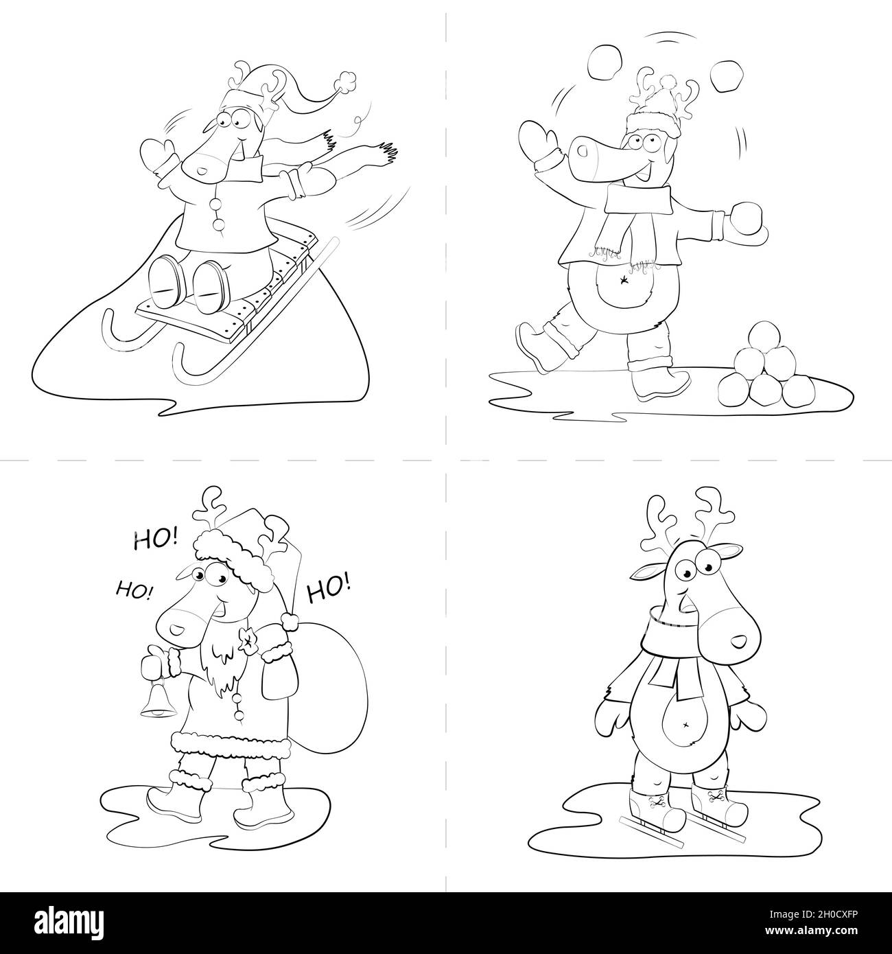 Dessin renne de noel rigolo Banque de photographies et d’images à haute ...