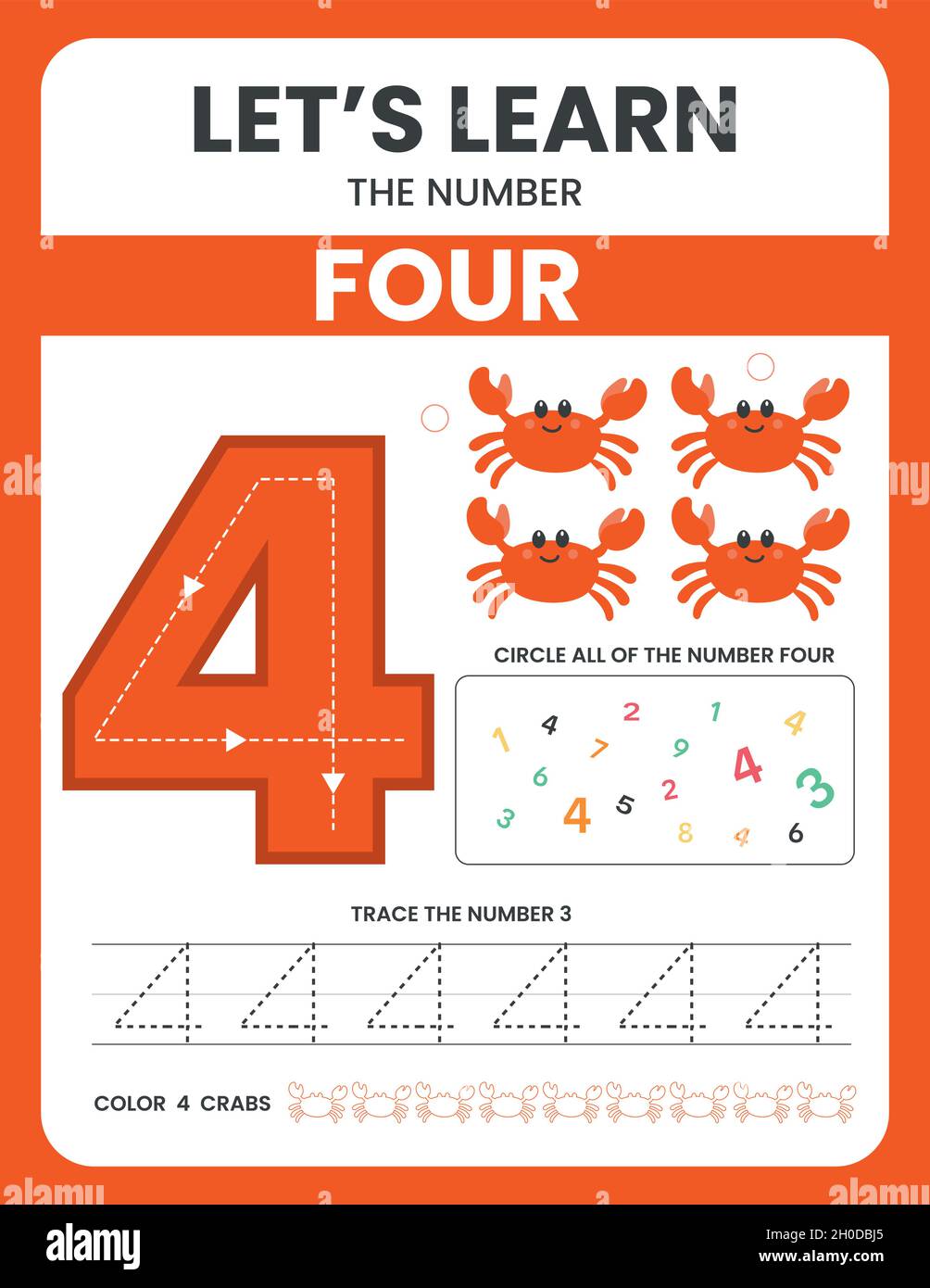 La feuille de travail numéro 4 est une illustration vectorielle pour un ...