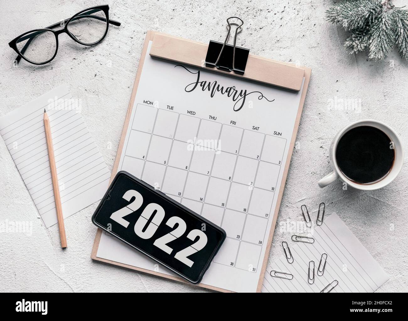Calendrier de janvier 2022 Photo Stock - Alamy