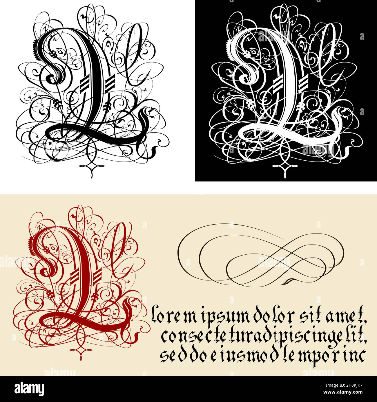 Lettre l calligraphie style gothique Banque de photographies et d ...
