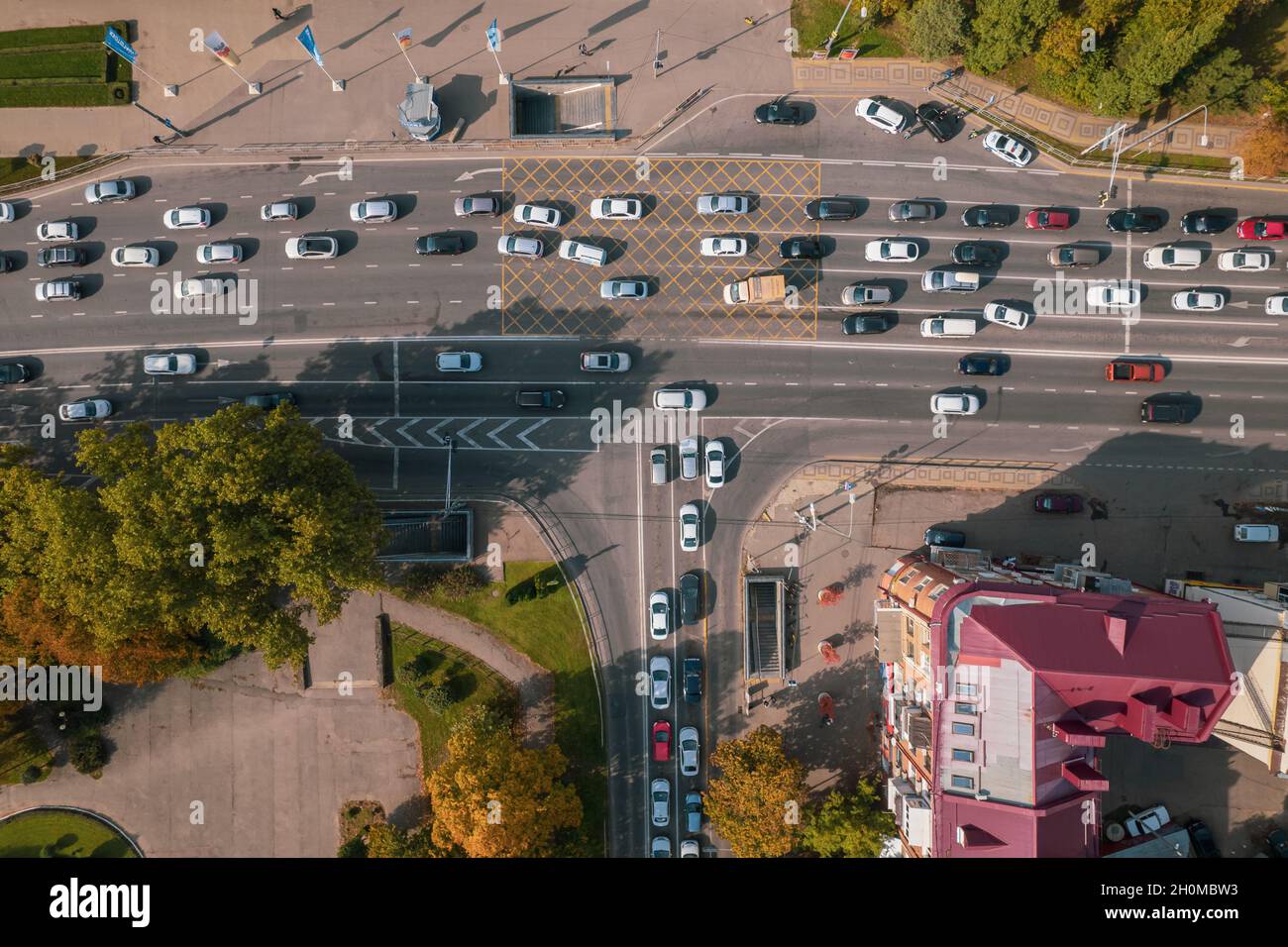 Point de vue des drones - vue de dessus de l'embouteillage, concept de ...