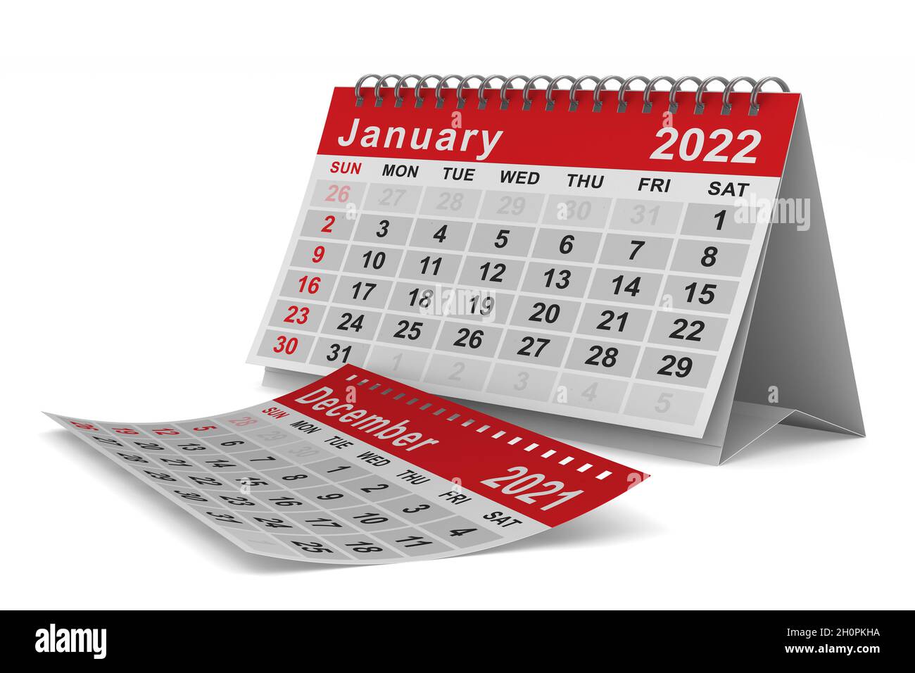 Calendrier du mois de janvier 2022 Banque d'images détourées - Alamy