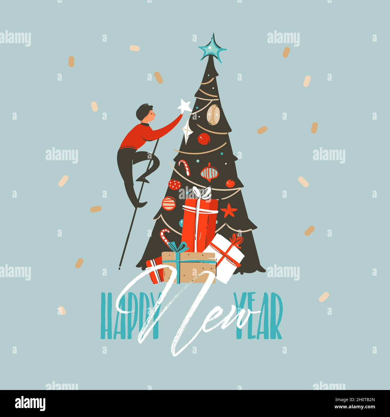 Dessin à la main vecteur résumé amusant Joyeux Noël et joyeux nouvel an ...