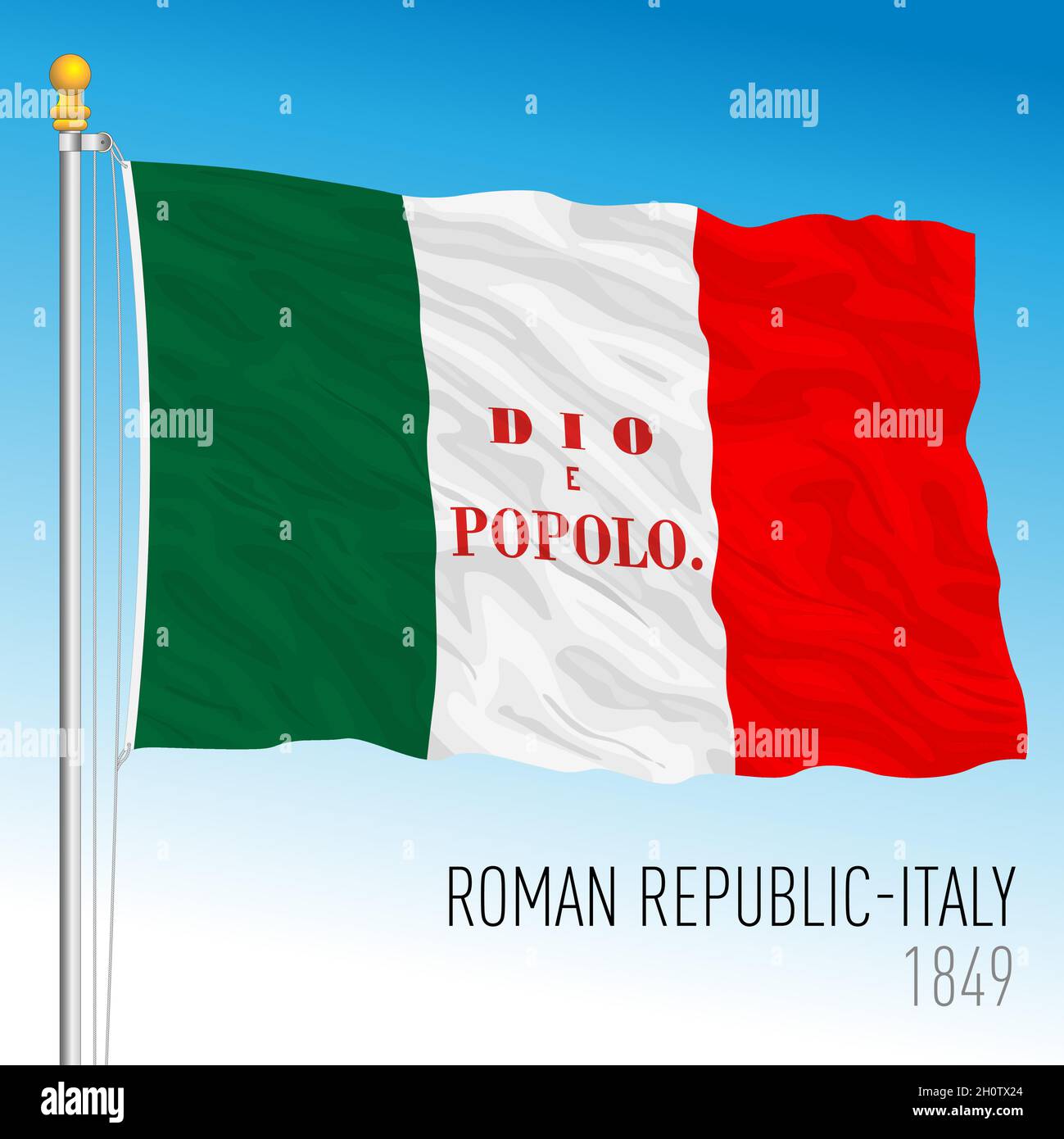 Drapeau historique de la République romaine, Italie, 1894, illustration ...