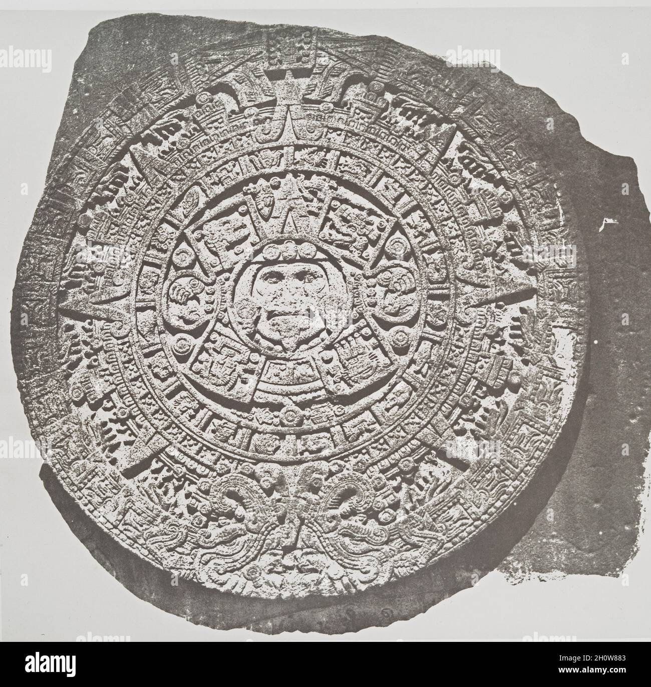 L'ancien calendrier Aztec ou Sun Stone.Photographie de l'archéologue ...