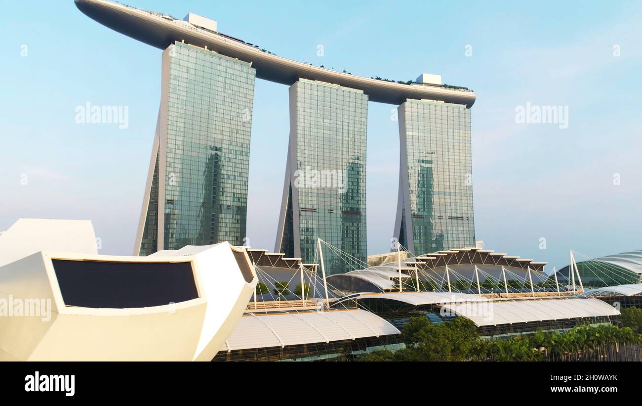 Vue aérienne de Marina Bay Sands Singapour.Prise de vue.Vue aérienne de la ville de Singapour ...