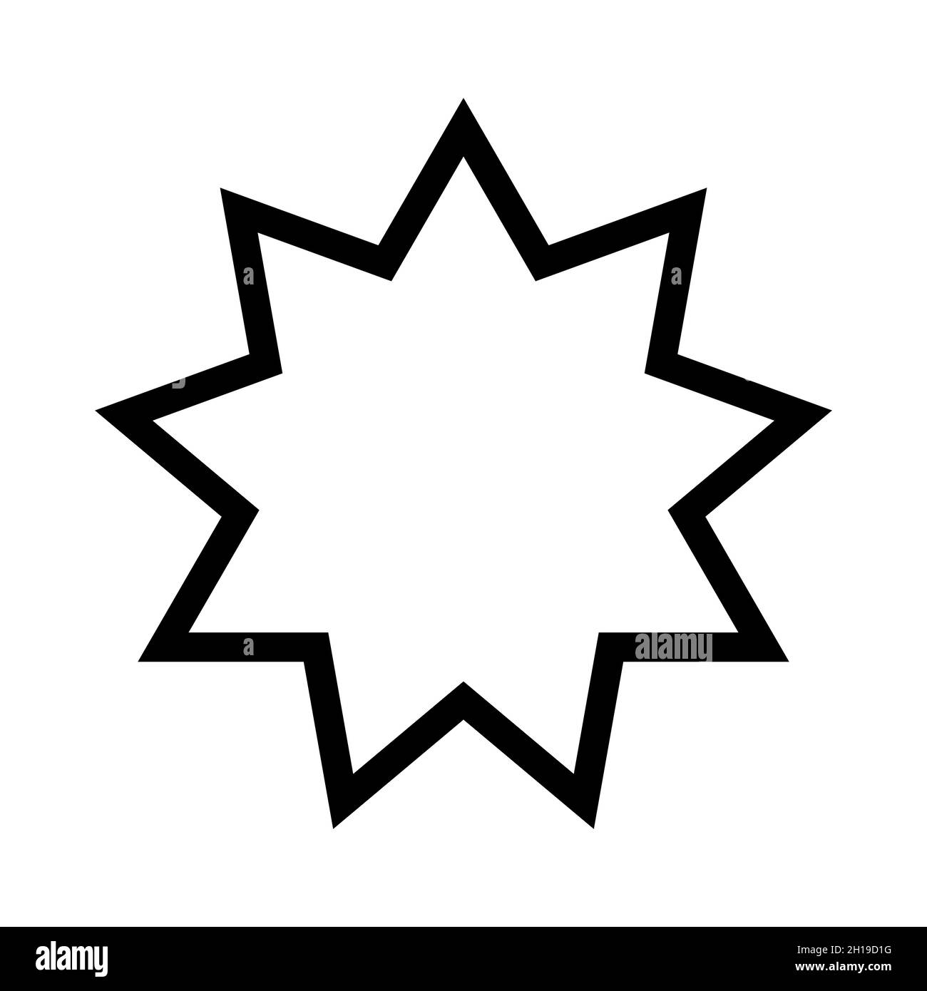 Étoile Bahai.Symbole Bahai linéaire noir.Symbole religieux du Bahaisme ...