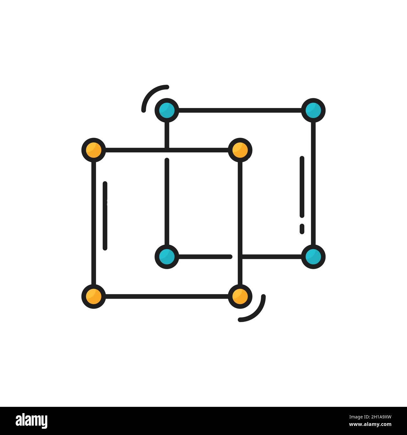 Formule géométrique scientifique, cube de lignes de points isolées ...