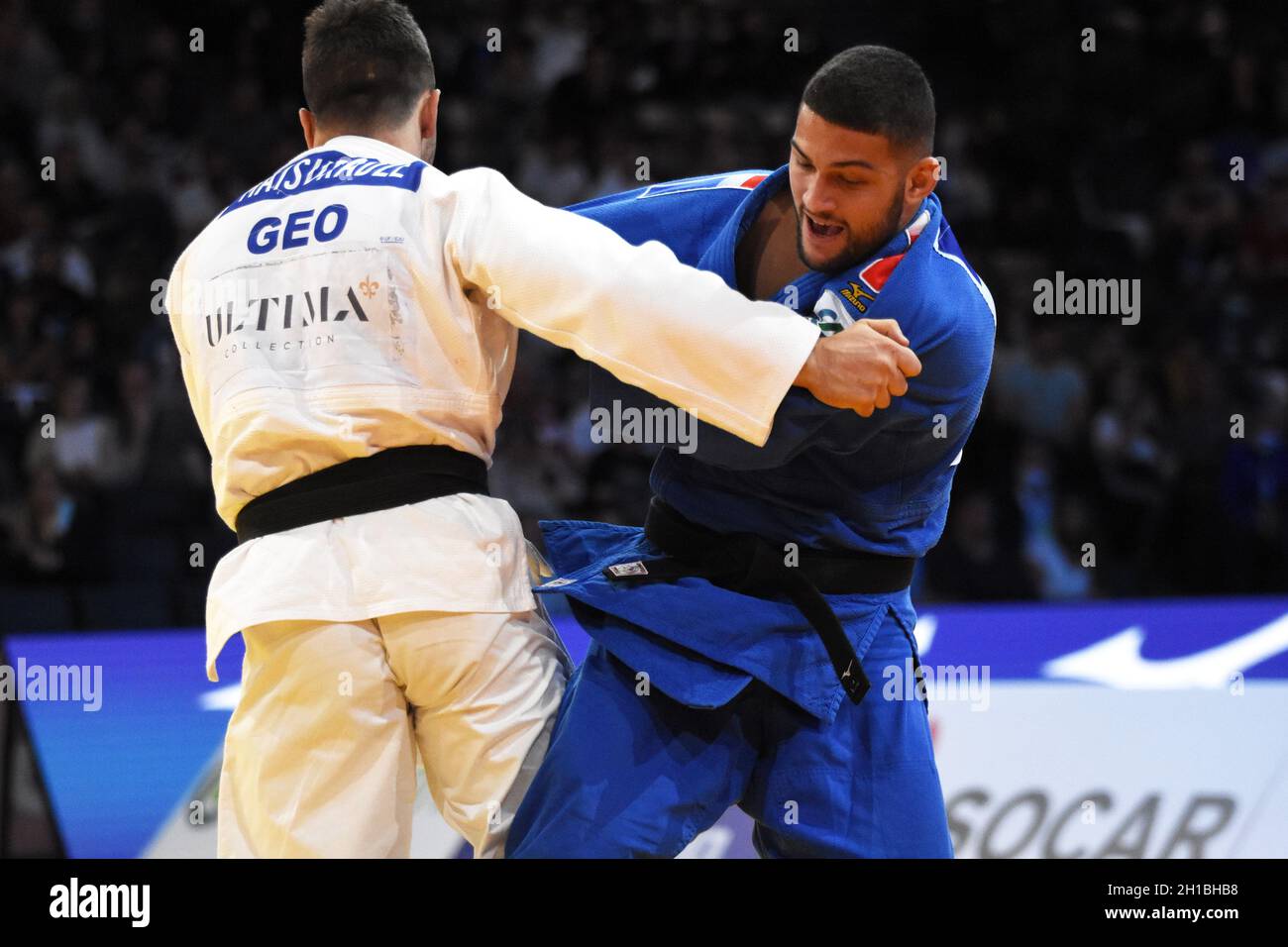 Alexis Mathieu (FRA) participe à la compétition hommes -90kg lors du ...