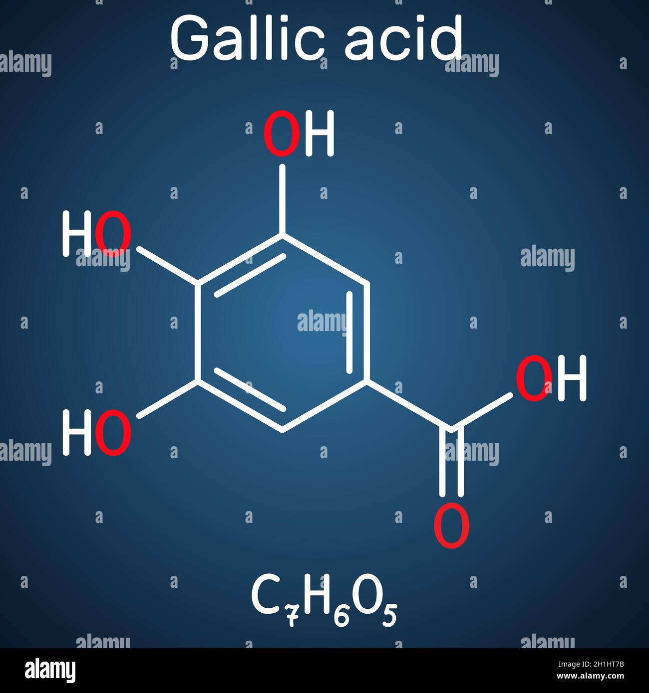 L'acide gallique, molécule d'acide trihydroxybenzoïque, est l'acide ...