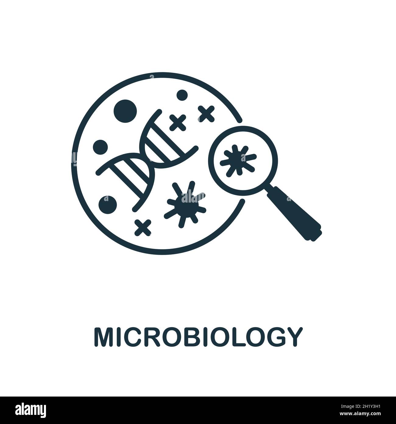 Icône microbiologie.Panneau monochrome de la collection de ...