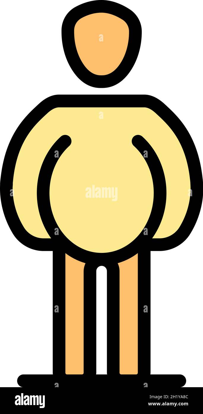 Icône FAT man.Contour FAT man vecteur icône couleur plat isolé Image ...