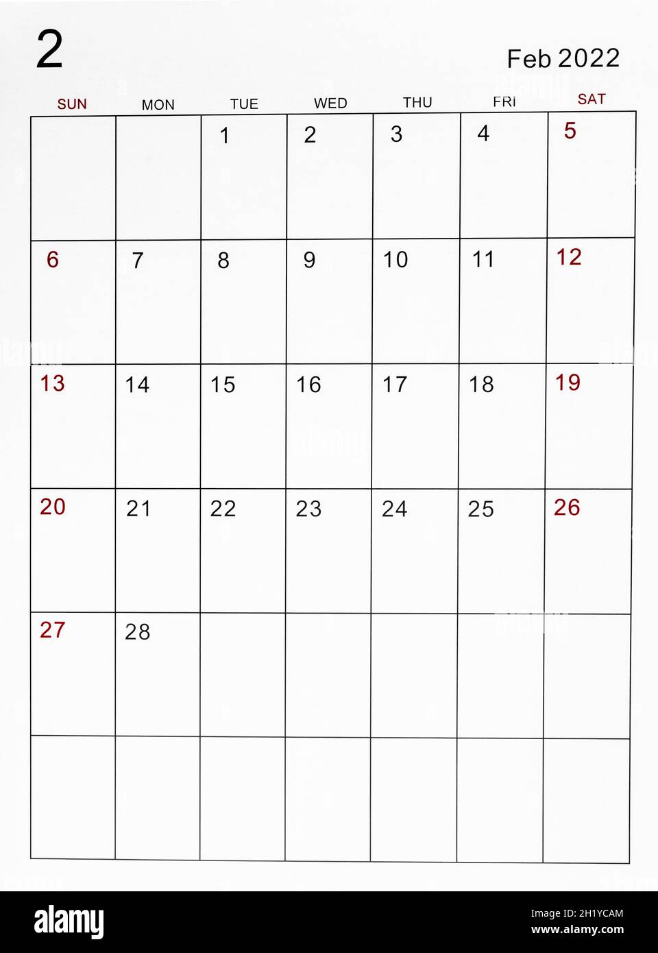 February calendar Banque d'images détourées - Alamy