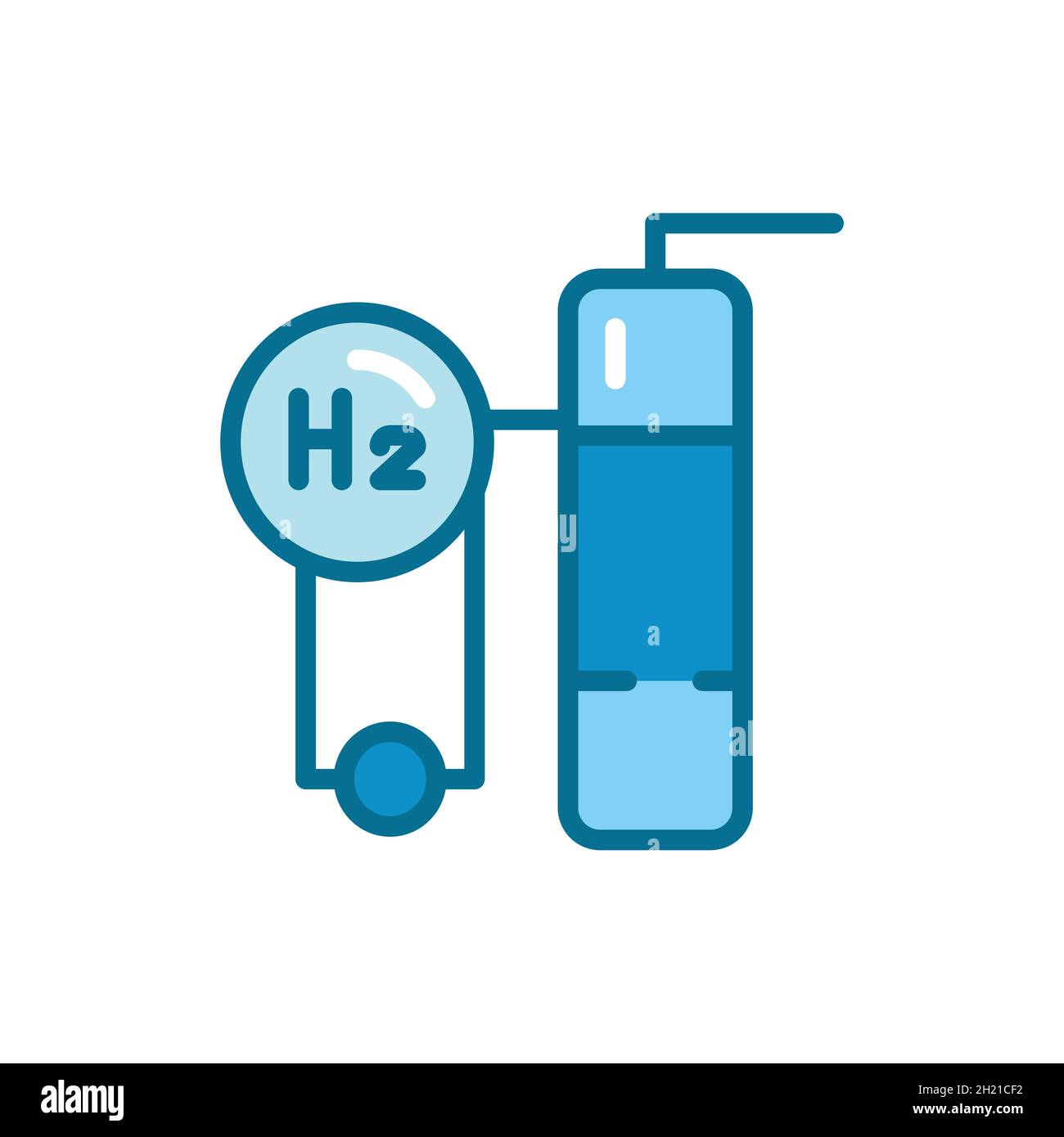 Icône de la ligne de couleur production H2.Énergie hydrogène.Elément ...