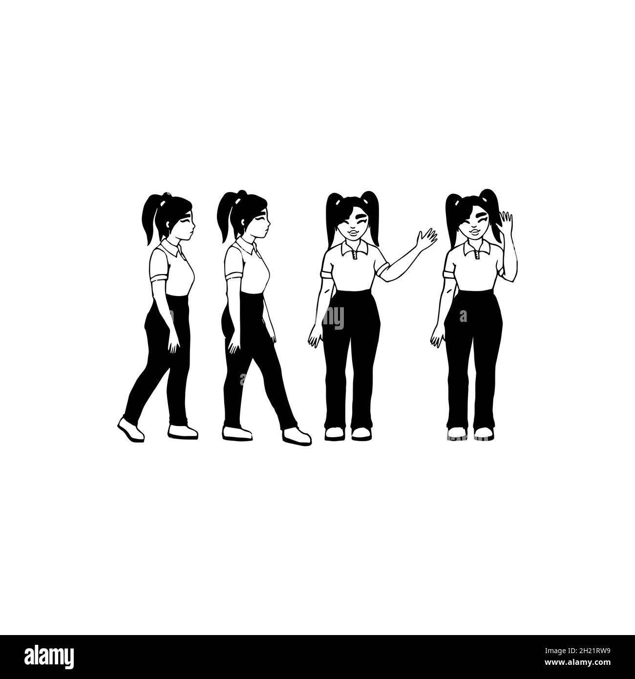 Fille dit bonjour drawing Banque de photographies et d’images à haute ...