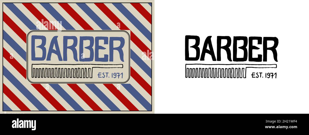 Poteaux avec bannière ou affiche de barbier Stripes.Coupe de barbe et ...