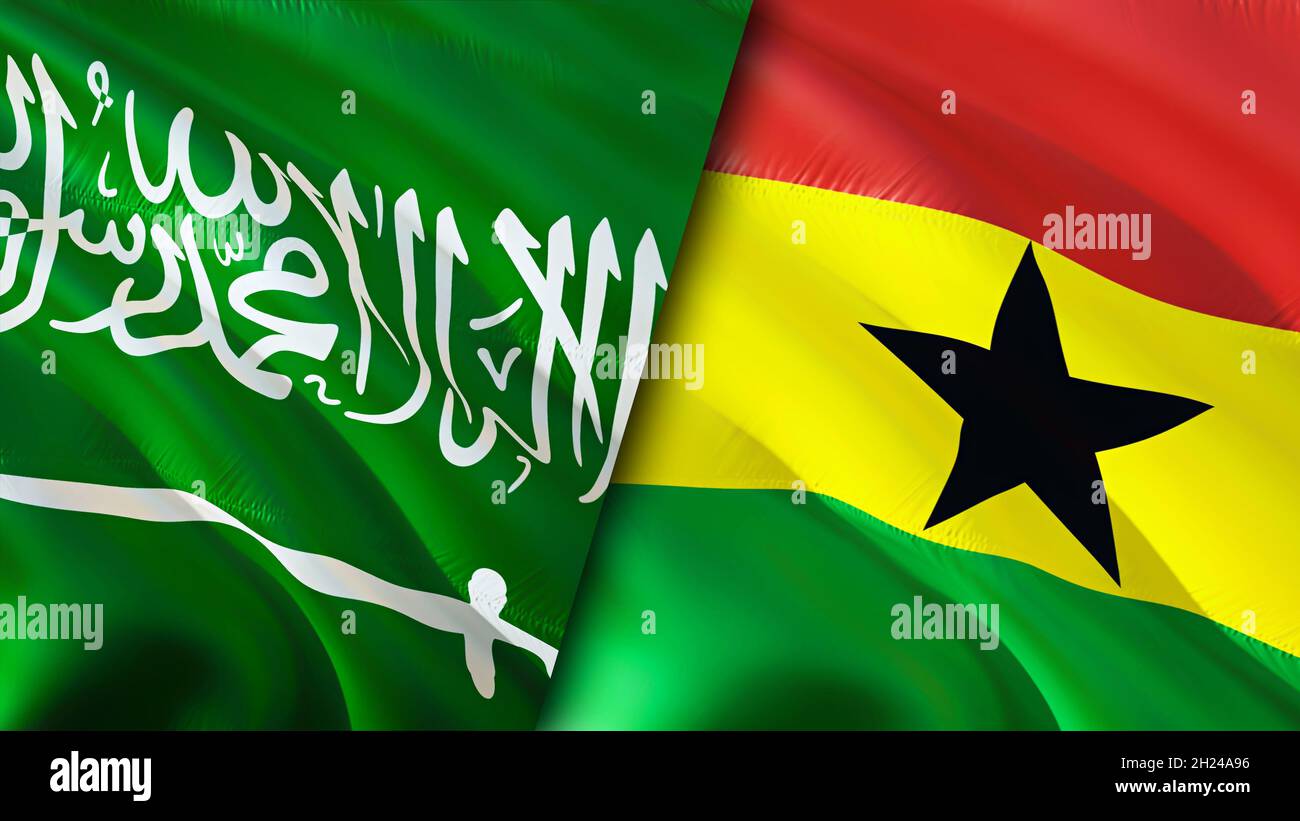 Drapeaux de l'Arabie saoudite et du Ghana.Motif drapeau en relief.Ghana ...