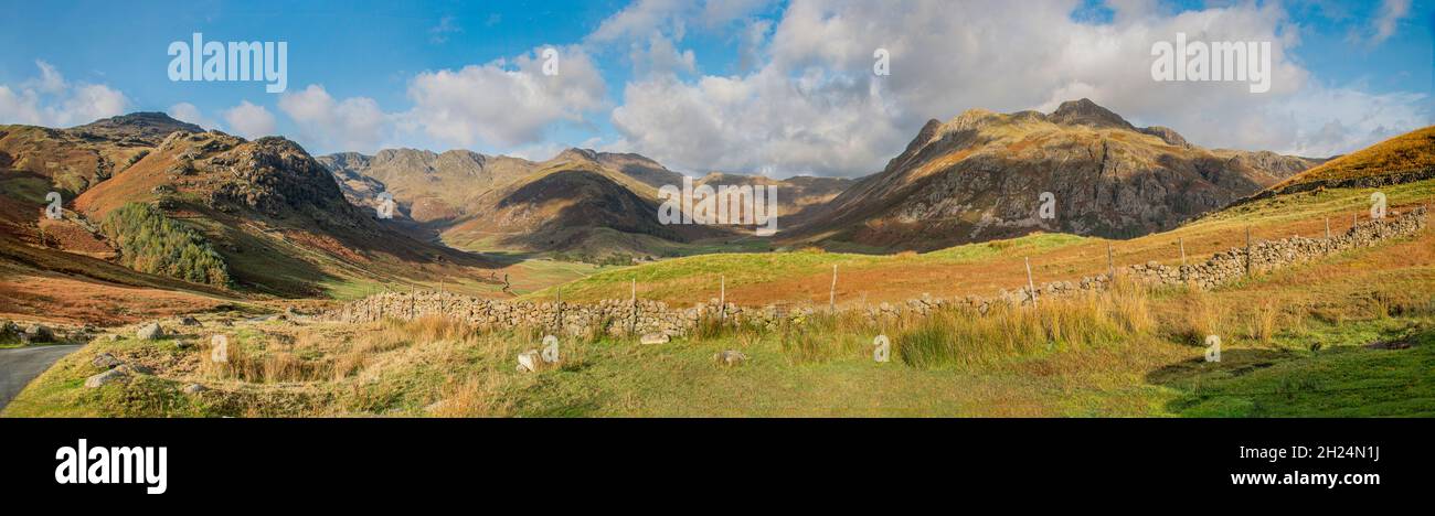 Panoramique panoramique depuis la vallée de Langsdale, en regardant ...