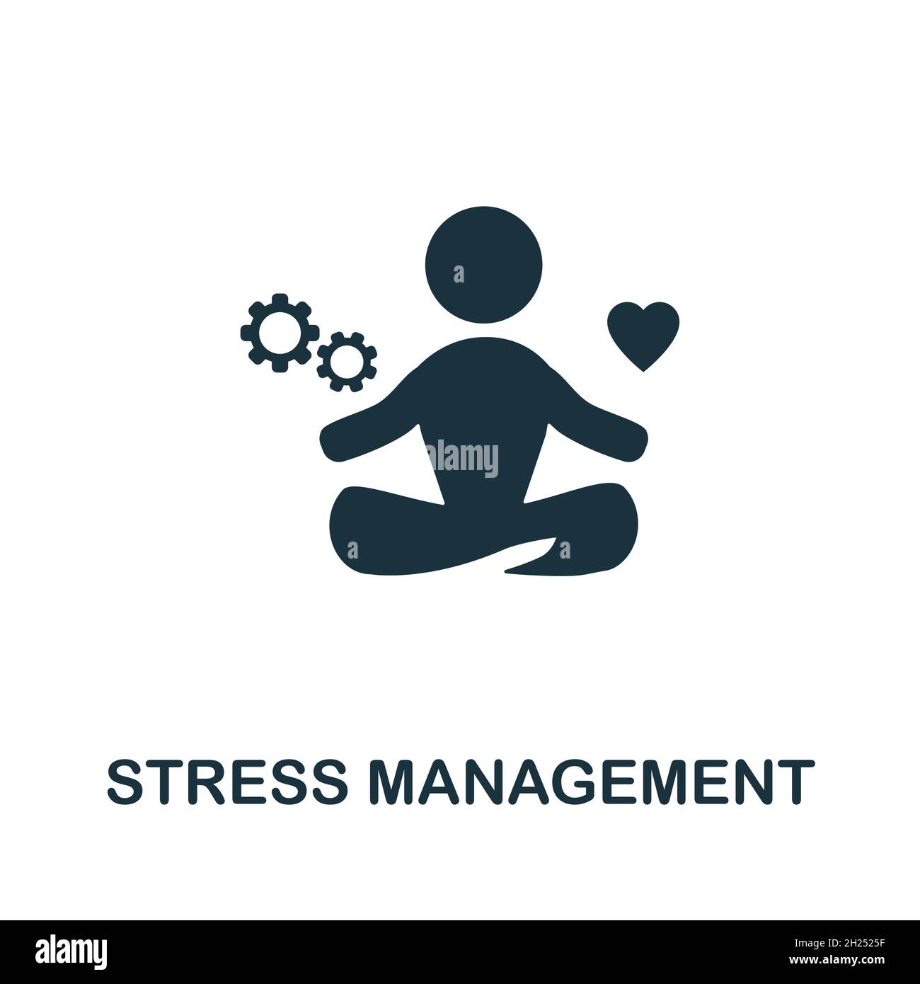 Icône gestion du stress.Panneau monochrome de la collection de la ...