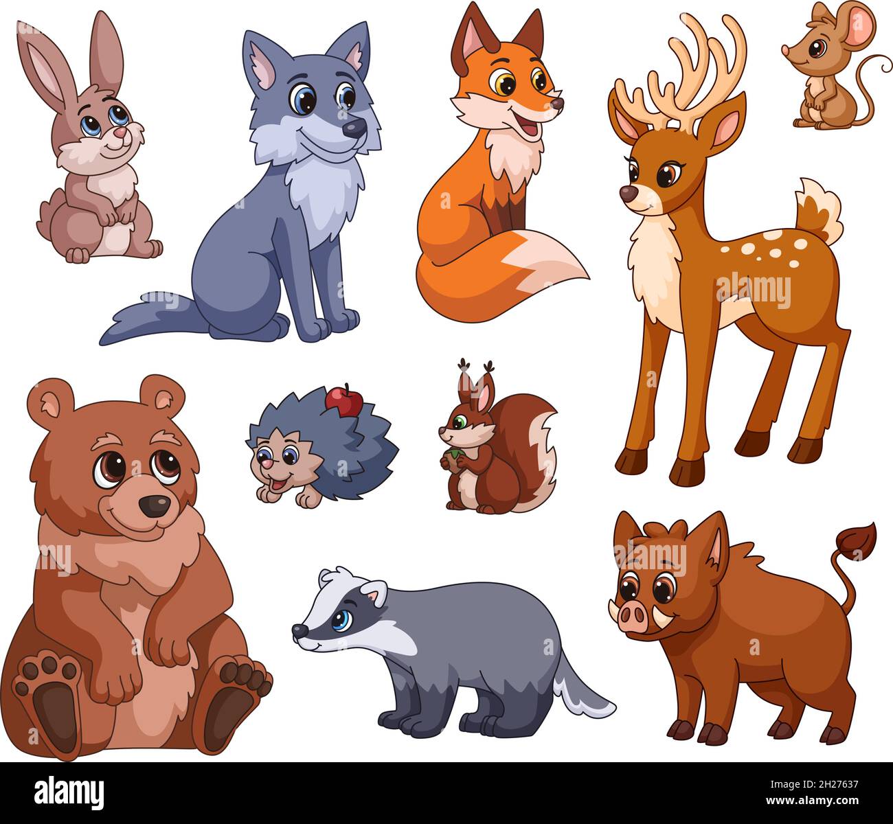 Animal de forêt de dessins animés.Animaux de la nature, bois écureuil ...