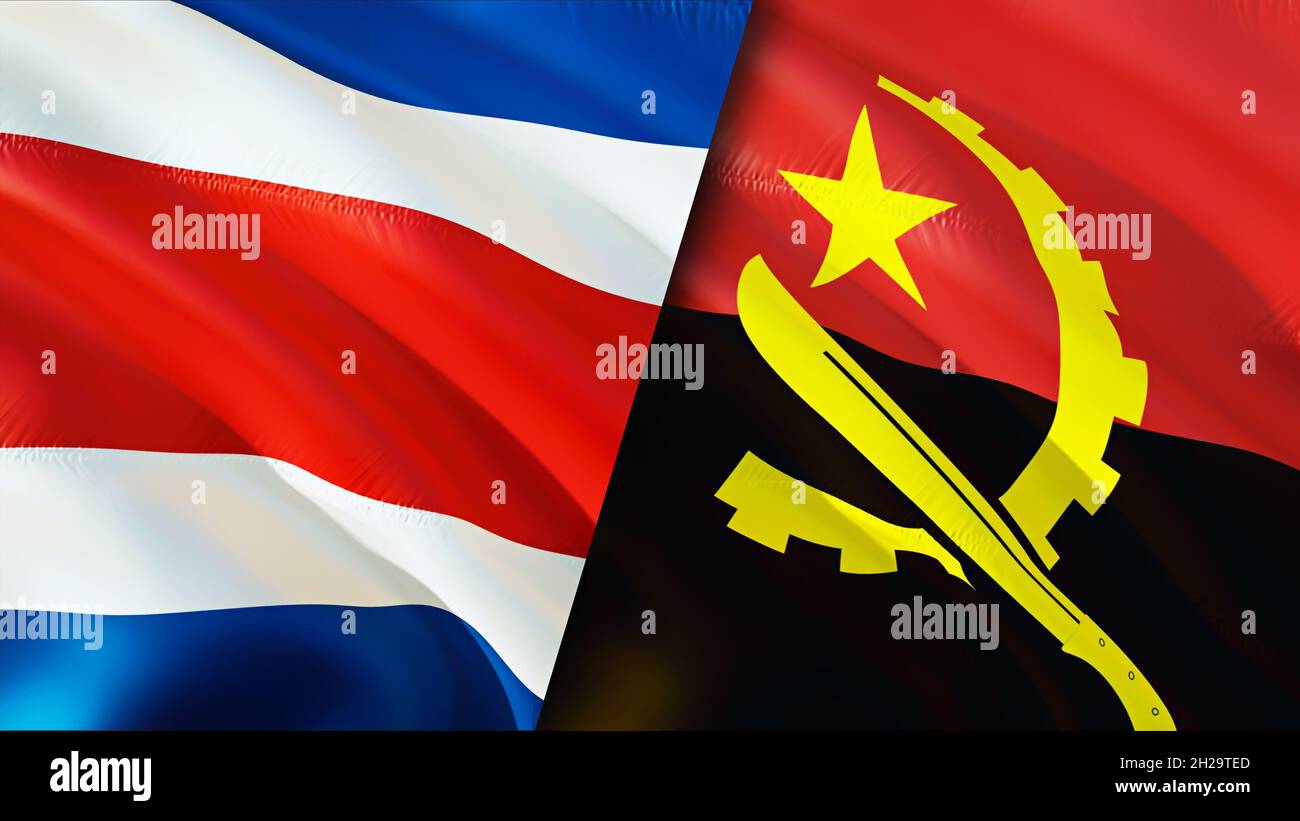 Drapeaux du Costa Rica et de l'Angola.Motif drapeau en relief.Costa ...