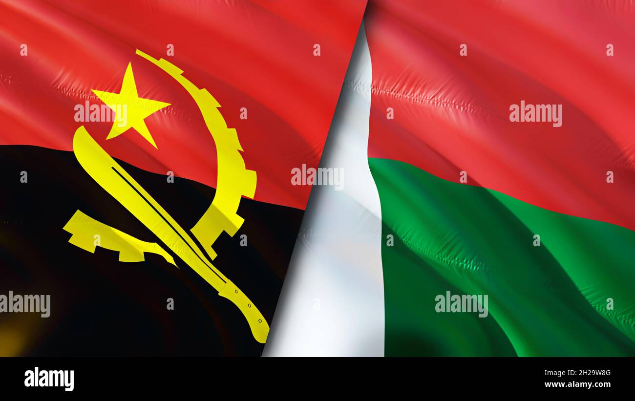 Drapeaux de l'Angola et de Madagascar.Motif drapeau en relief.Angola ...