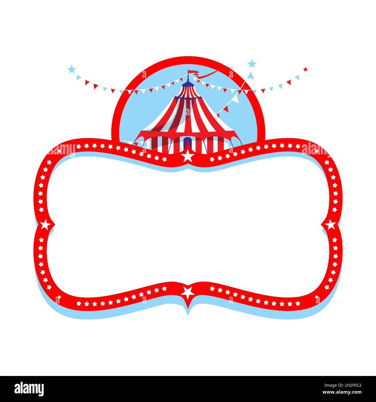 Cadre avec tente de cirque.Modèle d'affiche publicitaire avec place ...