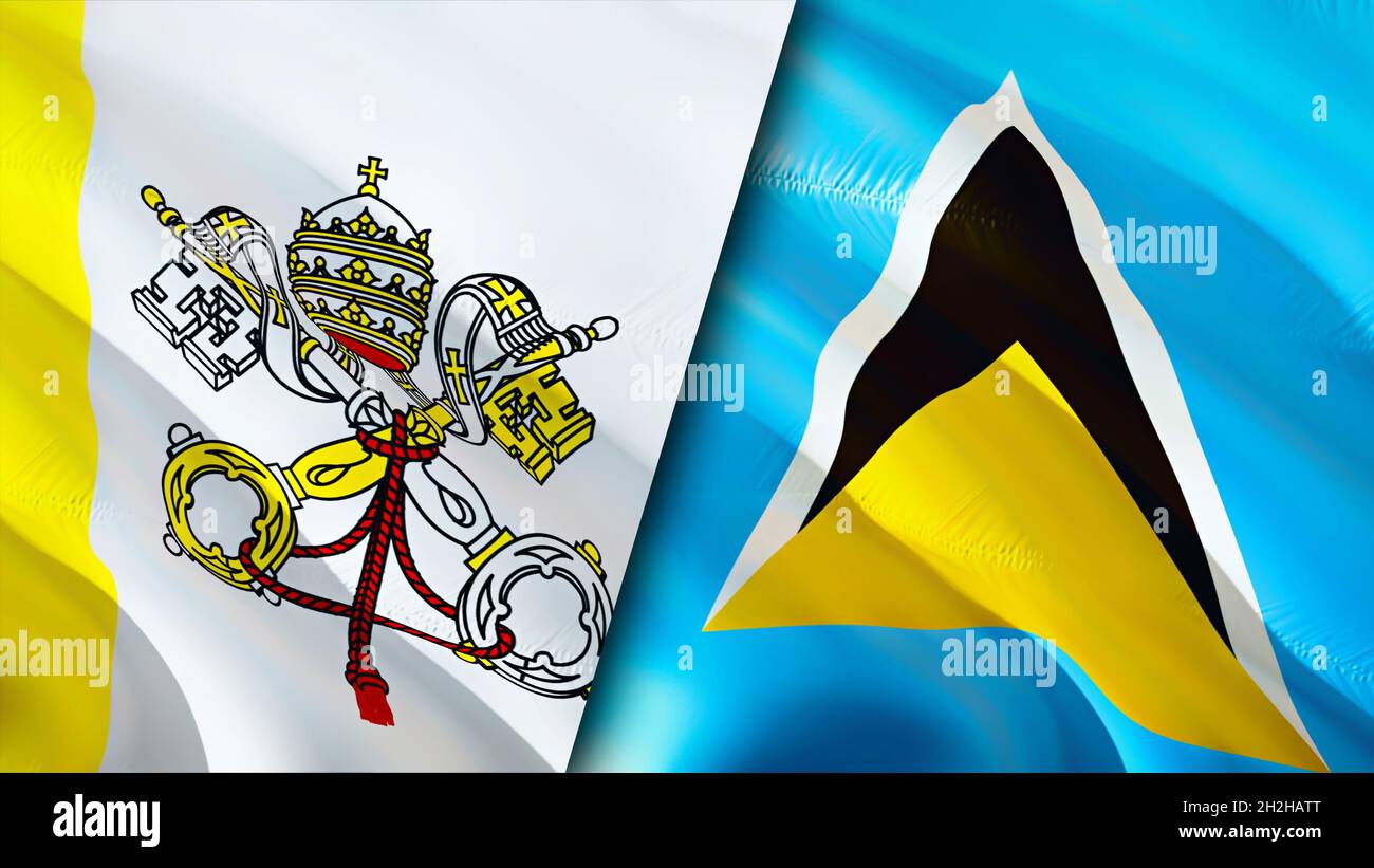 Drapeaux du Vatican et de Sainte-Lucie.Motif drapeau en relief.Drapeau ...