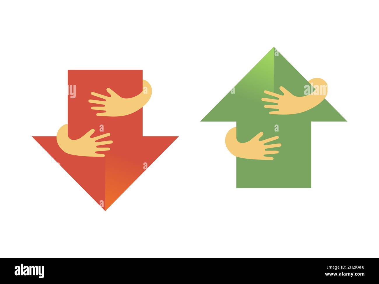 Les mains humaines embrassant ou tenant les flèches vecteur ...