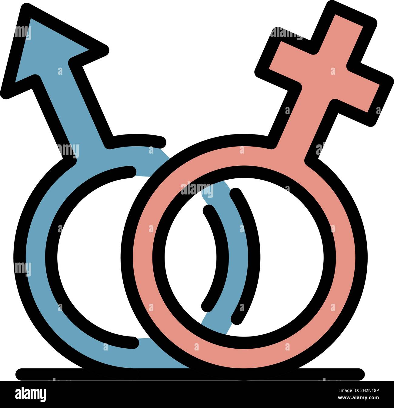 Symbole homme femme.Contour homme femme symbole vecteur icône couleur ...