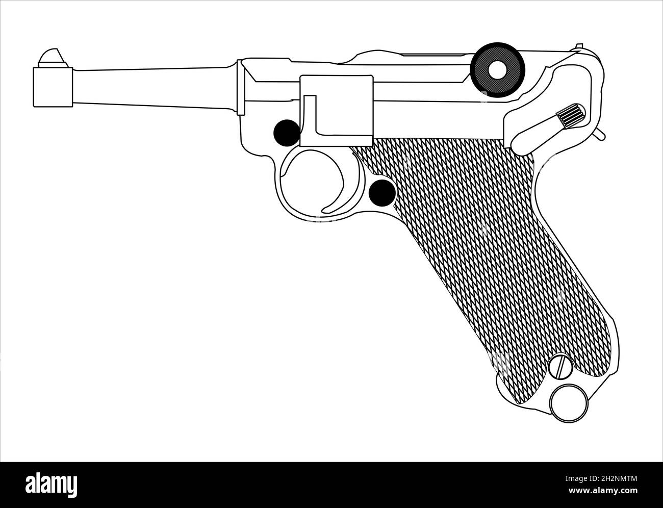 Un pistolet ww2 allemand avec un contour d'isolateion sur fond blanc ...