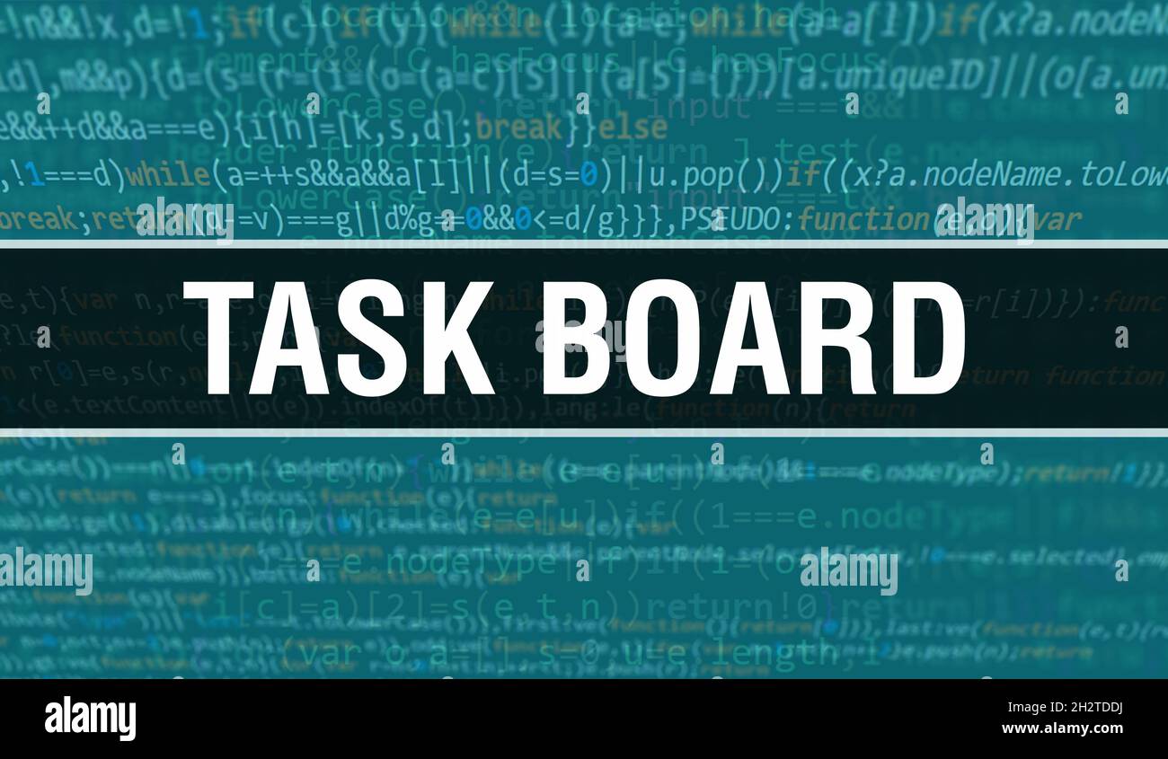 Concept De Tableau De Tâches Avec Parties Aléatoires Du Code De Programmetexte De Tableau De