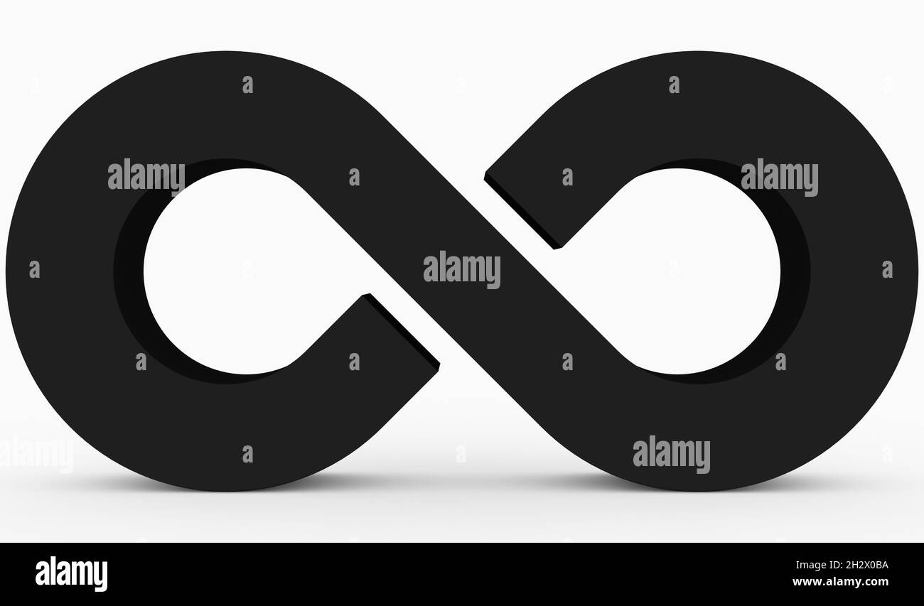 Symbole infini 3d noir isolé sur fond blanc - rendu 3d Photo Stock - Alamy