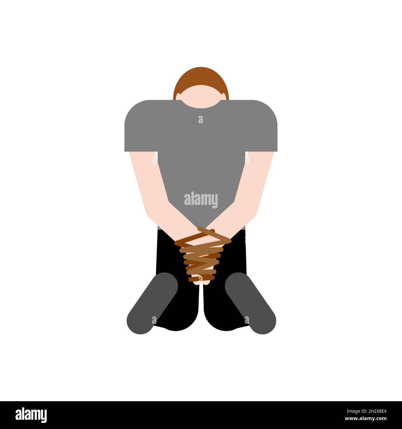 Dessin homme à genoux Banque d'images vectorielles - Alamy