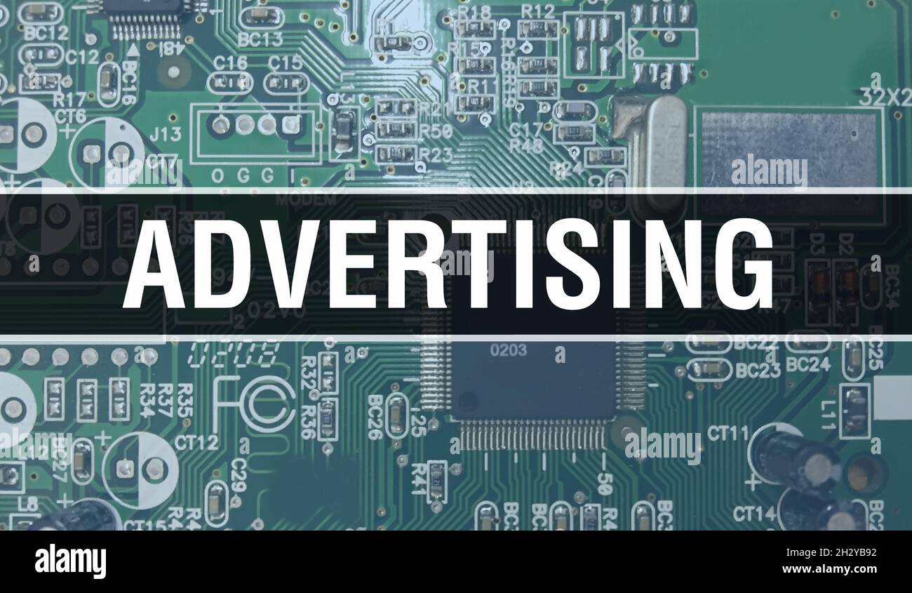 La publicité avec le matériel informatique électronique de base.Résumé ...