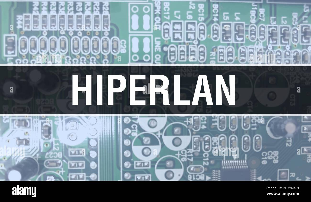 Illustration du concept HIPERLAN à l'aide de la puce d'ordinateur dans la carte de circuit ...