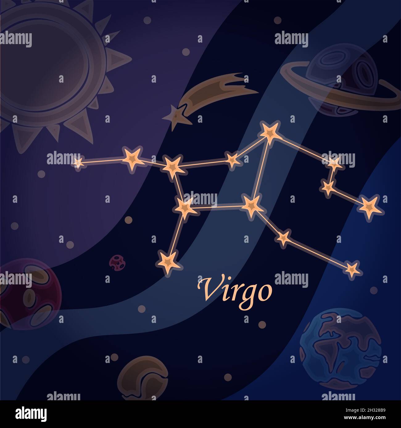 Constellation Doodle de la vierge symbole du zodiaque signes ...