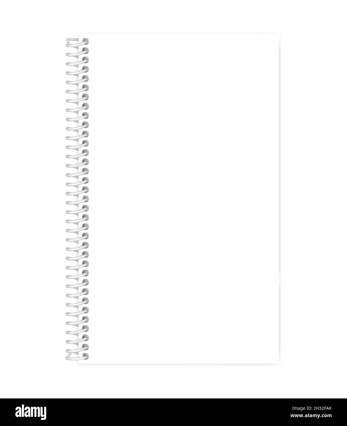 Modèle de livre de notes blanc vide lié par un fil.Maquette de page ...