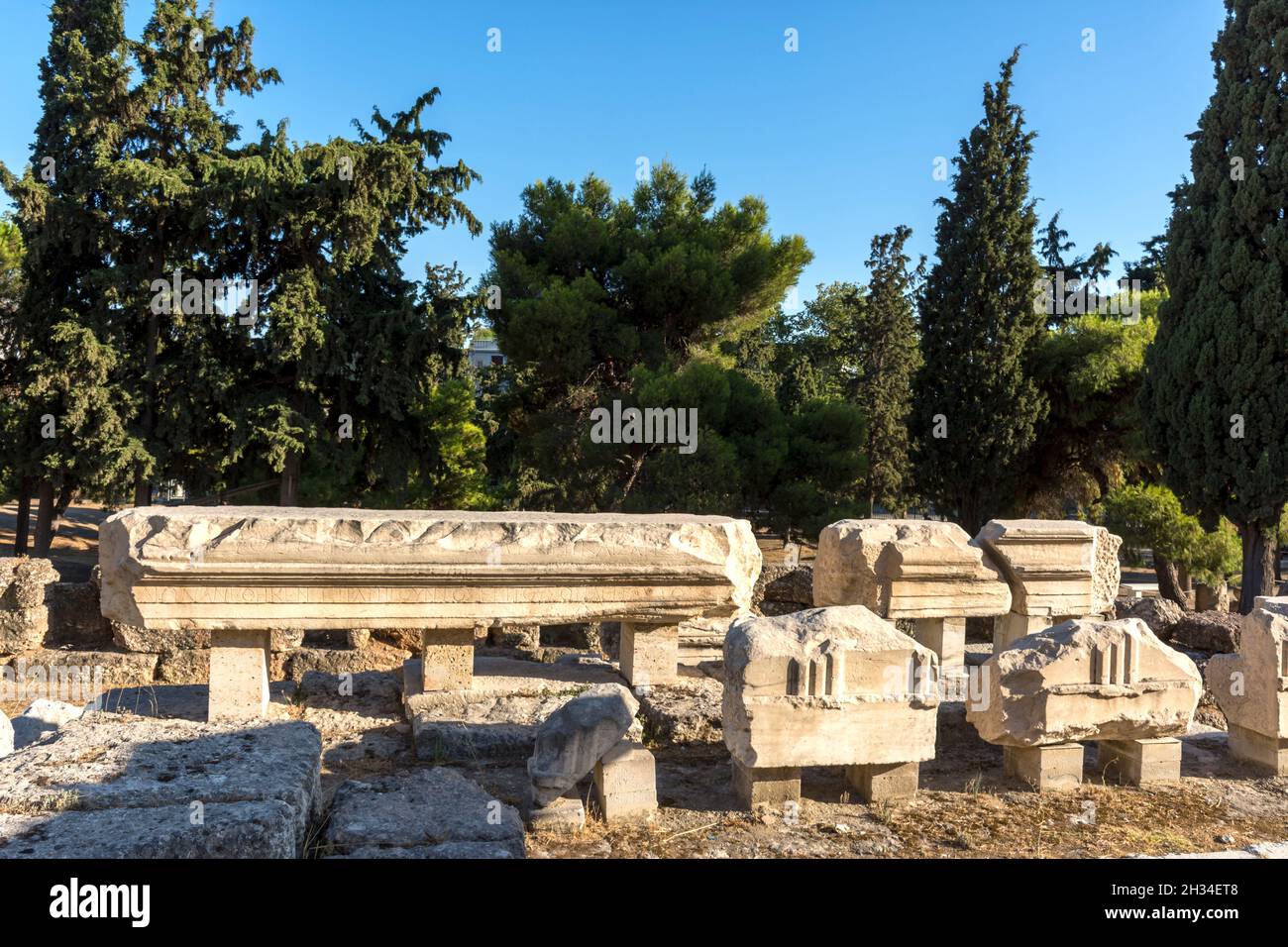 Détails de la construction des colonnes de l'Acropole à Athènes en ...