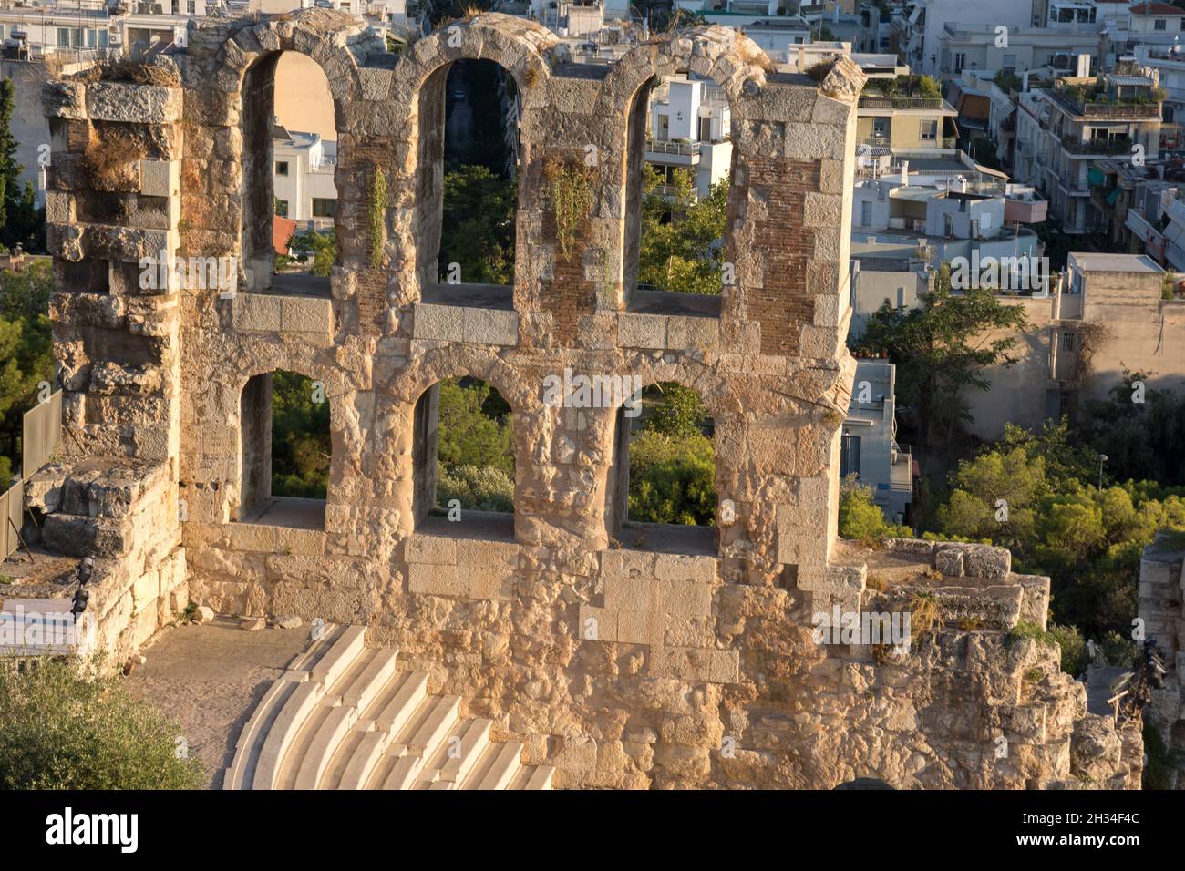 Détails de la construction des colonnes de l'Acropole à Athènes en ...