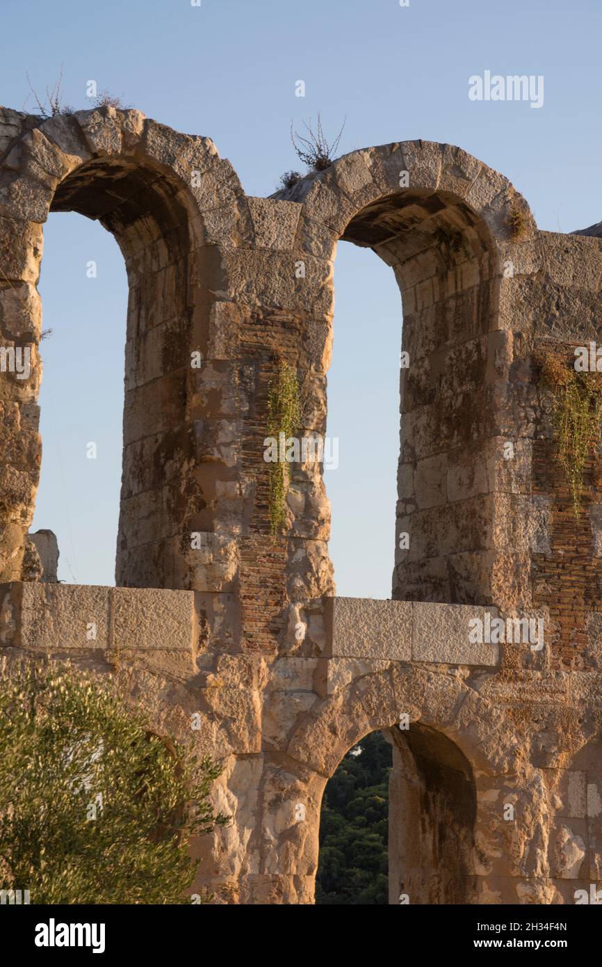 Détails de la construction des colonnes de l'Acropole à Athènes en ...