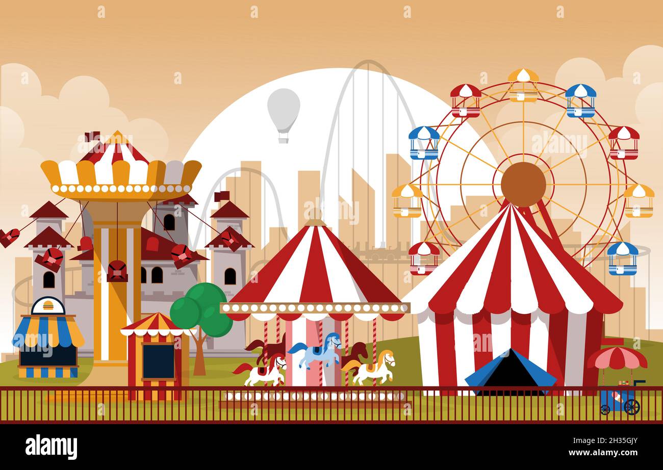 Funfair poster illustration Banque d'images vectorielles - Alamy