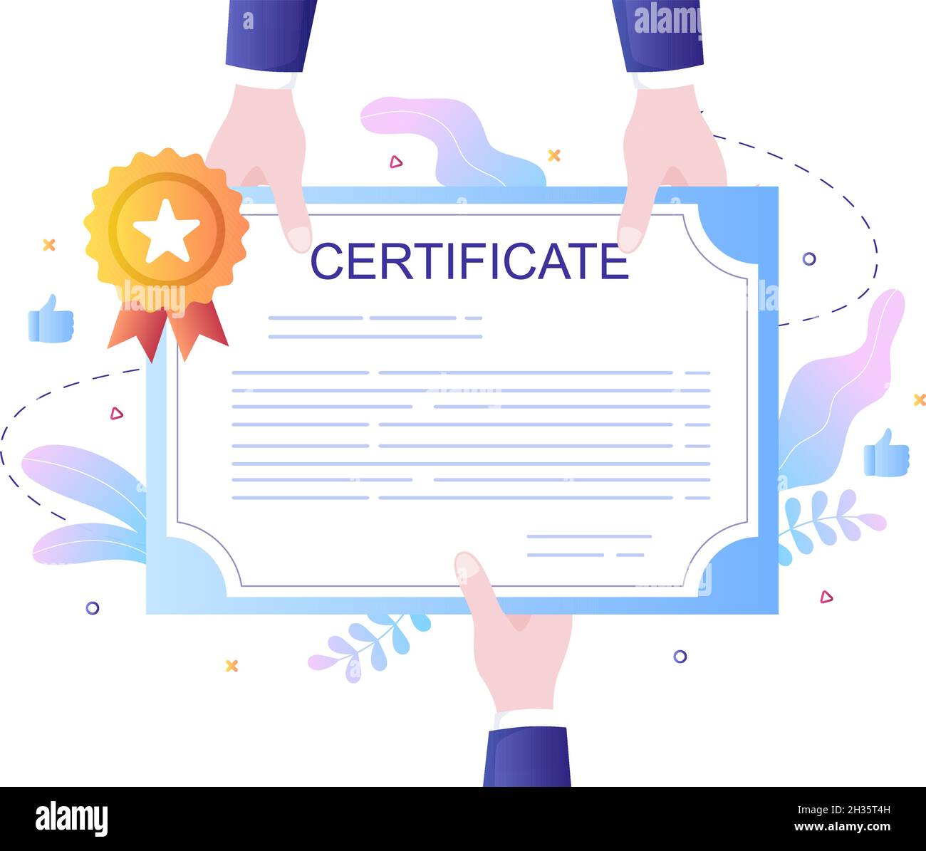 Icône de certificat avec badge de licence, diplôme et médaille pour ...