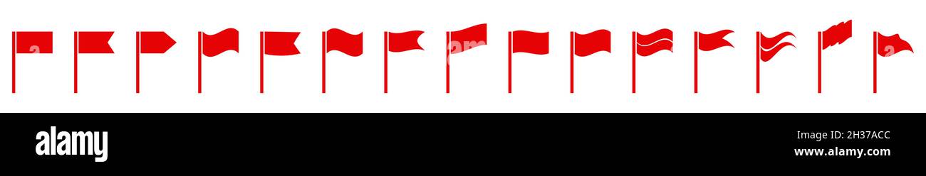 Ensemble d'icônes de drapeau rouge différentes.Illustration vectorielle ...