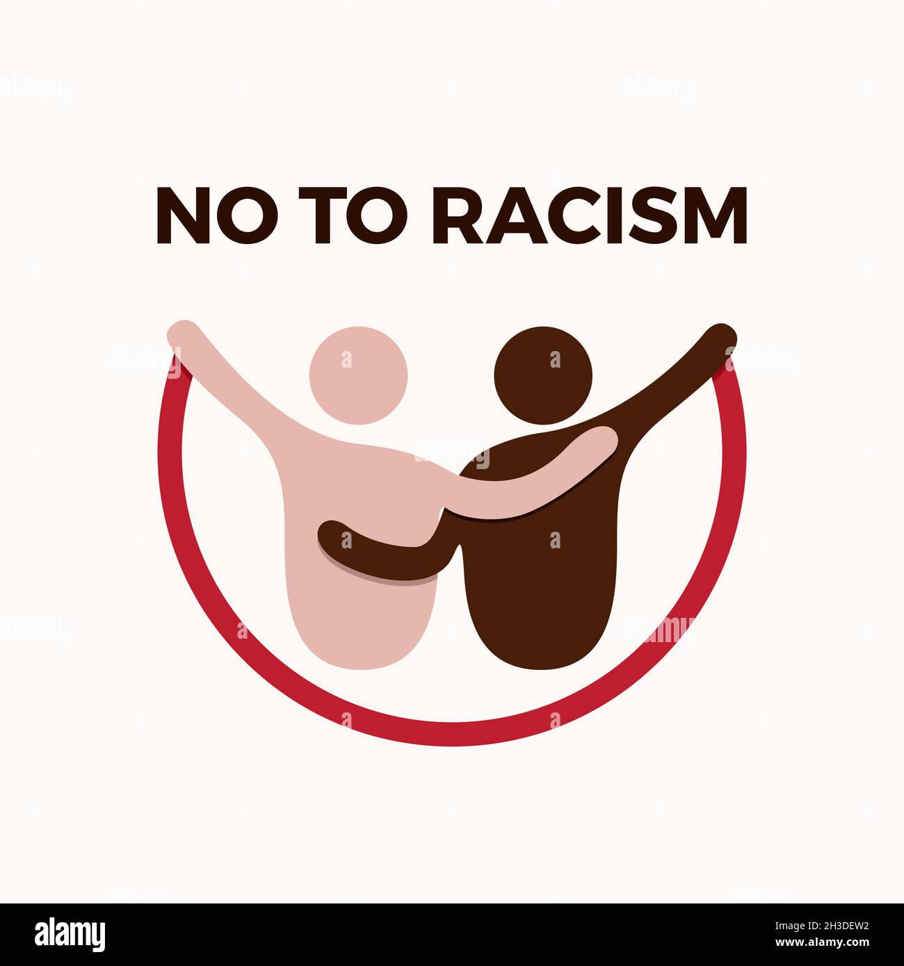 Non au racisme.Arrêter le racisme et la discrimination.Accolade de ...