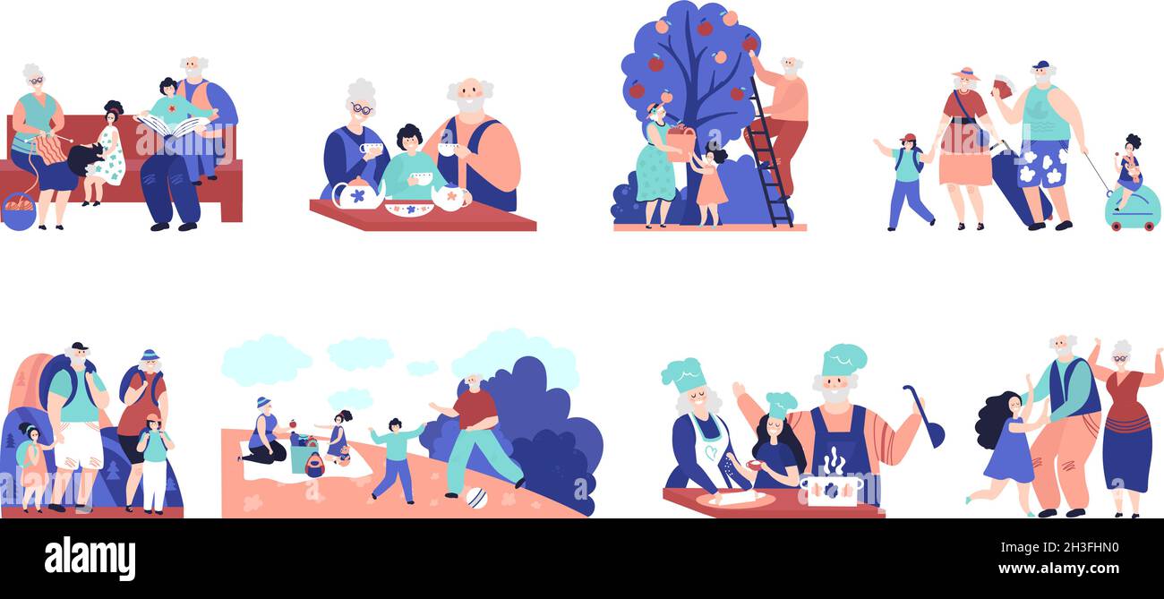 Grands-parents et petits-enfants.Personnes âgées, personnes âgées avec ...