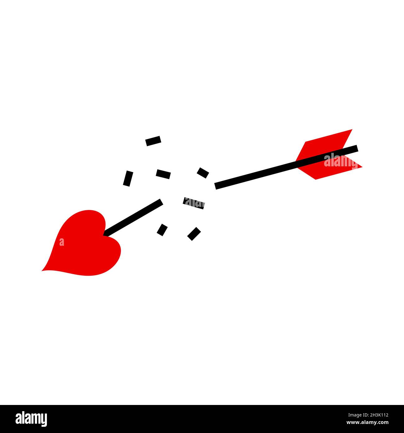 Flèche brisée avec coeur rouge.Concept Heartbreak.Symbole de fin d ...