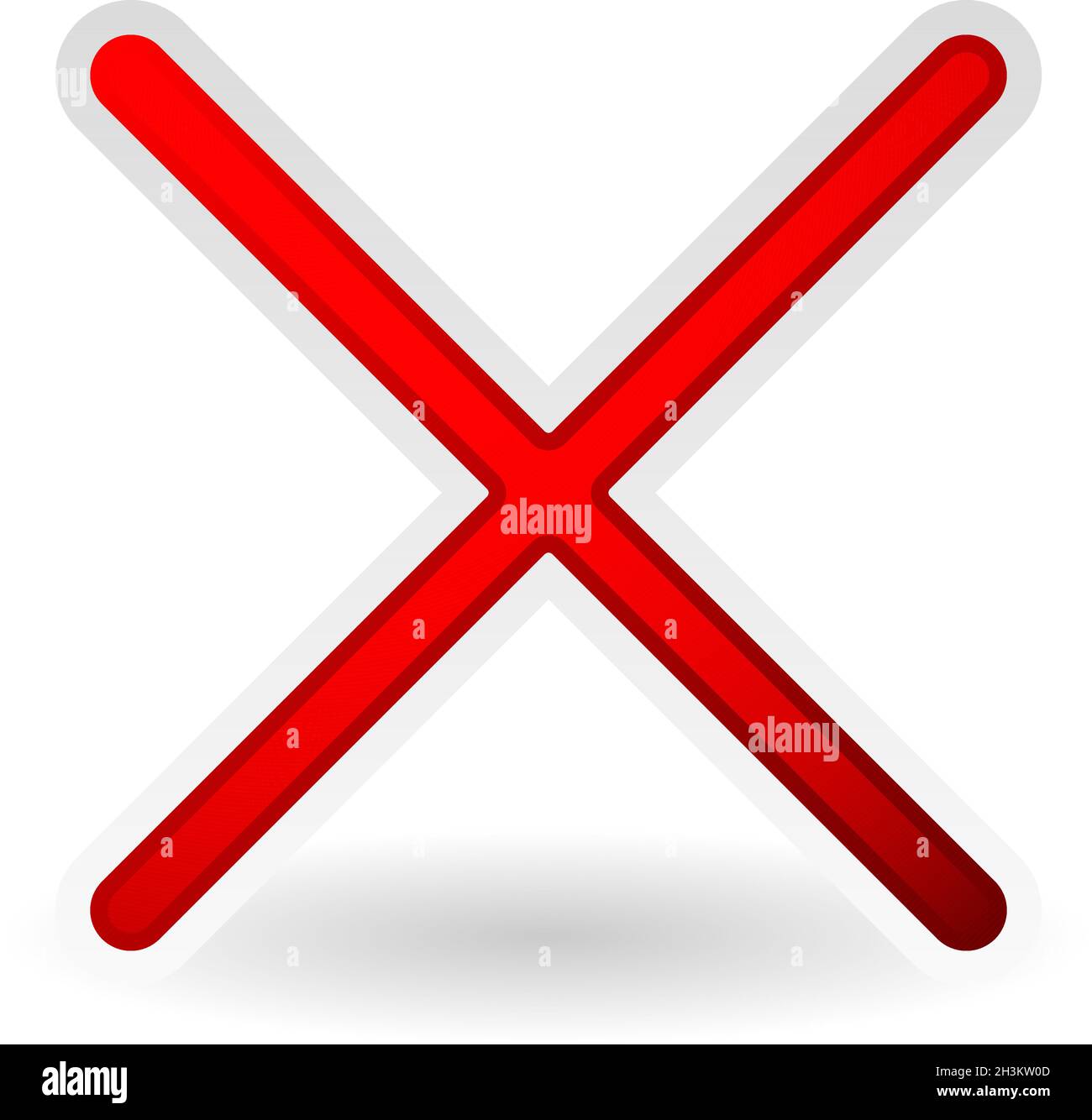 Lettre X rouge, signe, signal.Restriction, interdiction, alignement ...